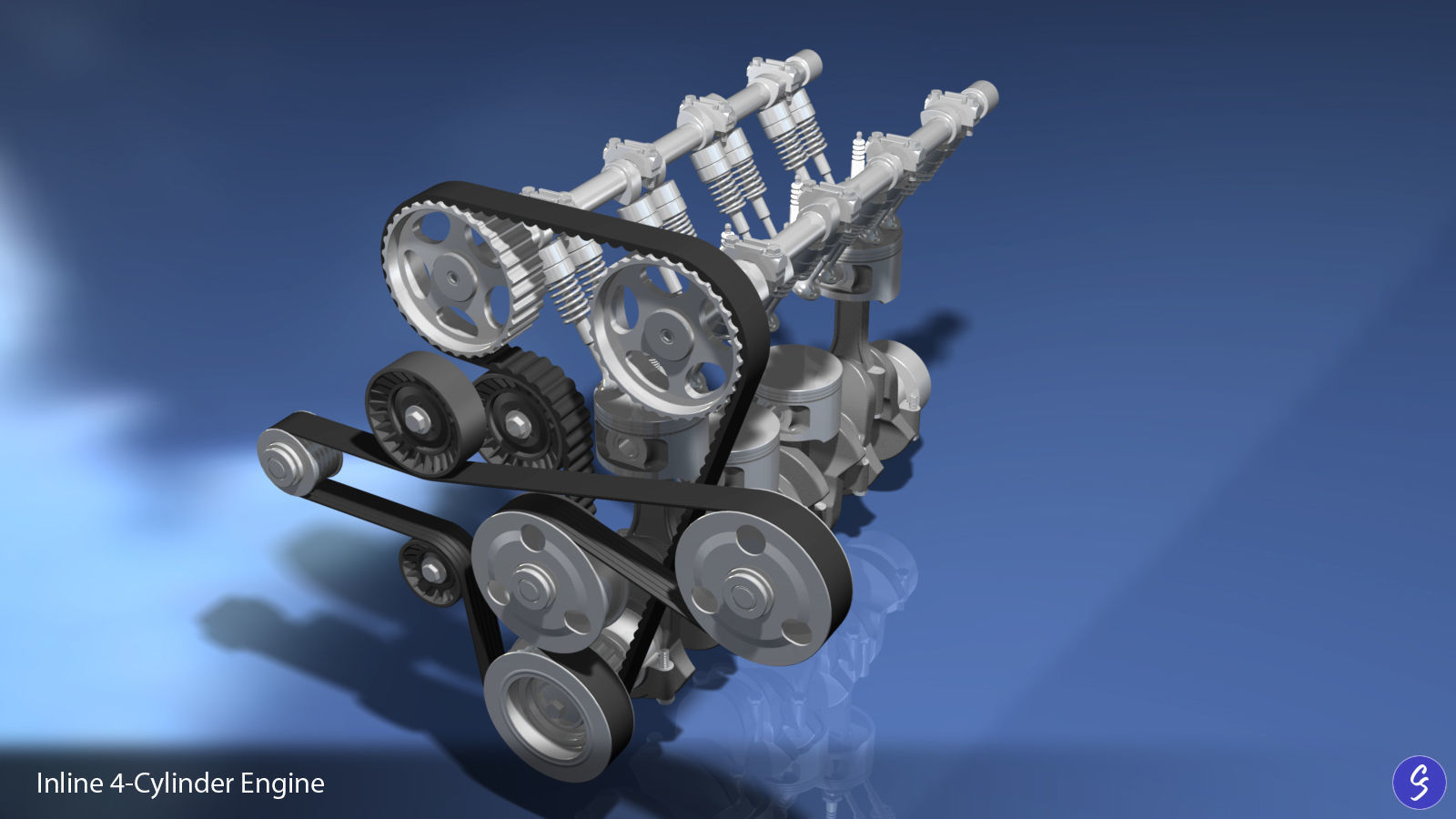 Engine Inline Four-Cylinder 3D model | CGTrader