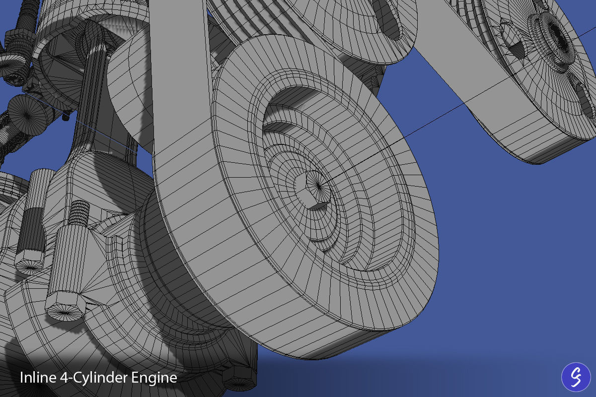 Engine Inline Four-Cylinder 3D model | CGTrader