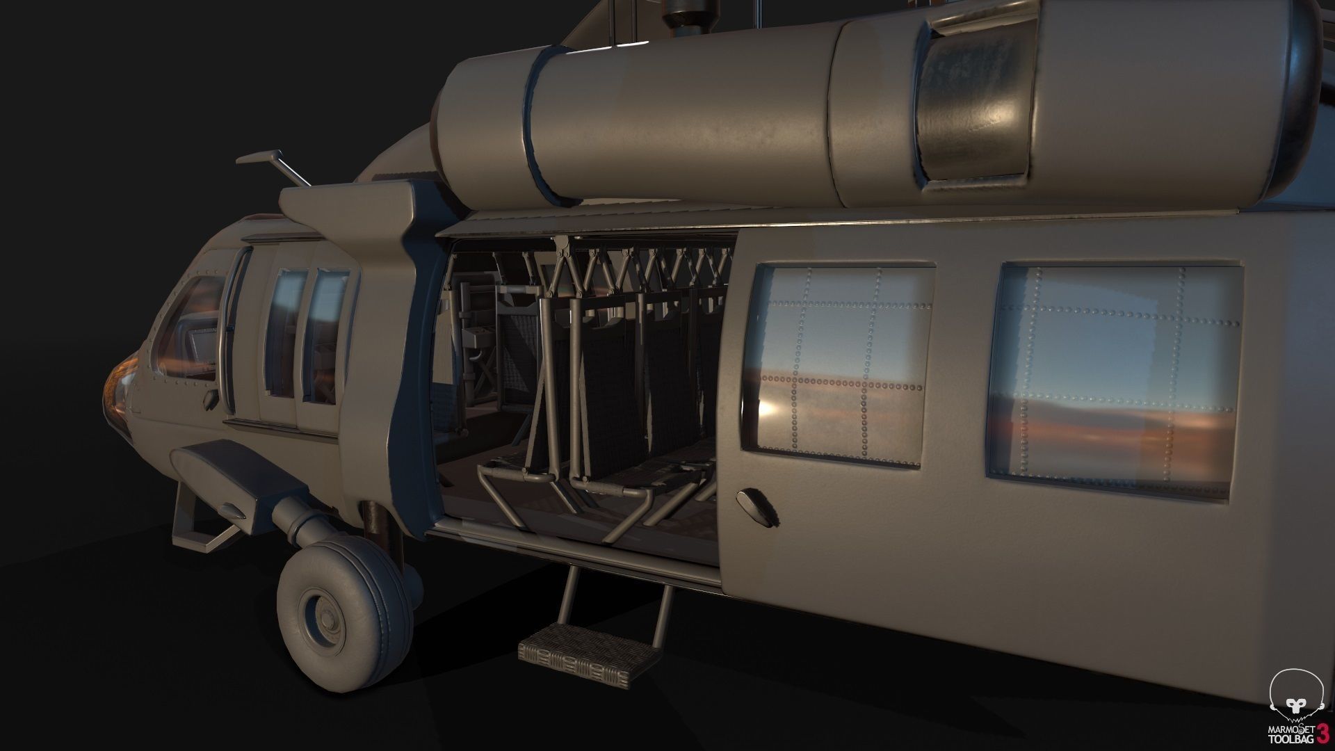 3D model Low Poly PBR Medium Lift Utility Helicopter VR / AR / low-poly ...