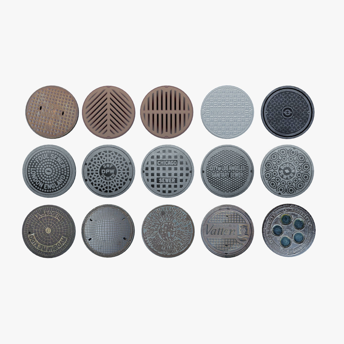 Collection Manholes 3D model | CGTrader