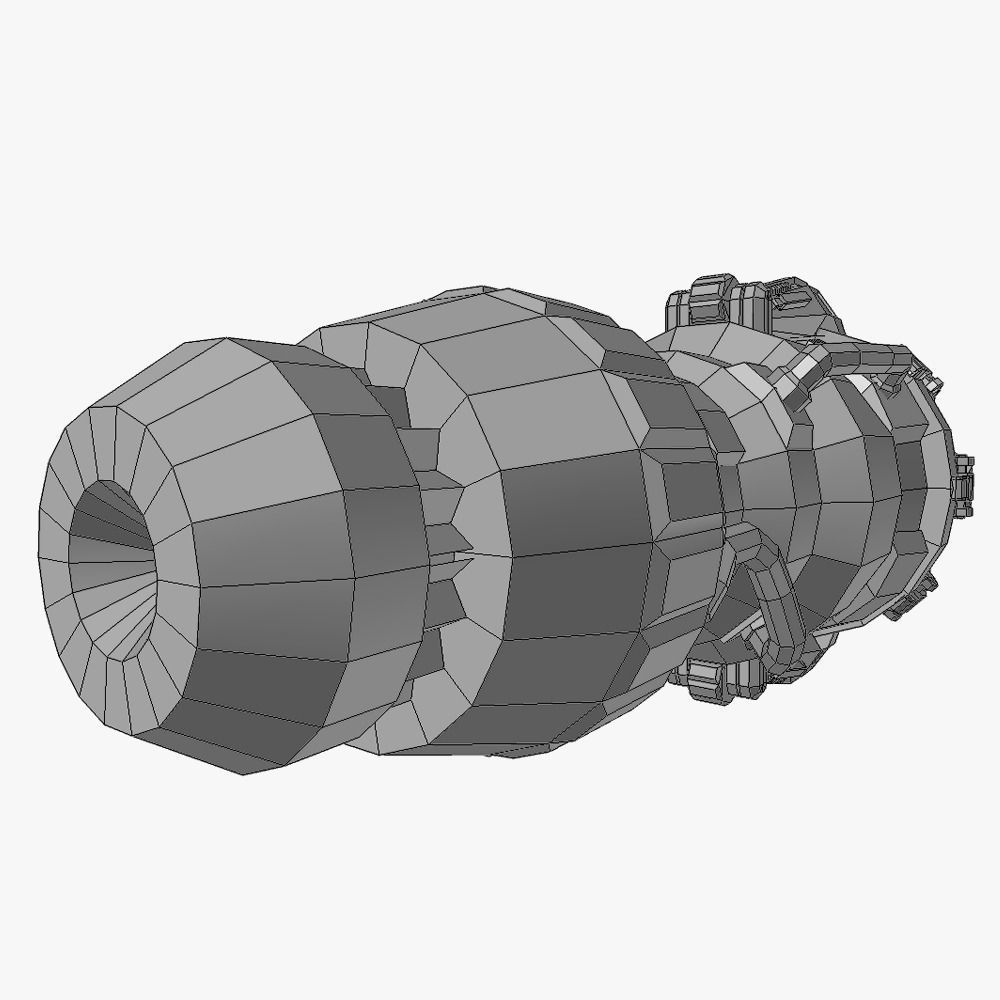 3D model Starship huge engine 04 Sci-fi low poly VR / AR / low-poly ...