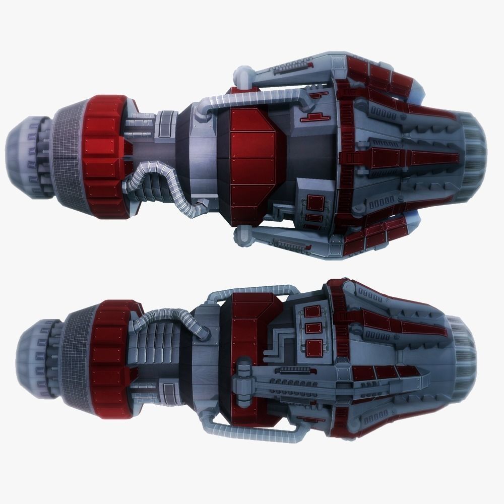 3D model Starship huge engine 04 Sci-fi low poly VR / AR / low-poly ...