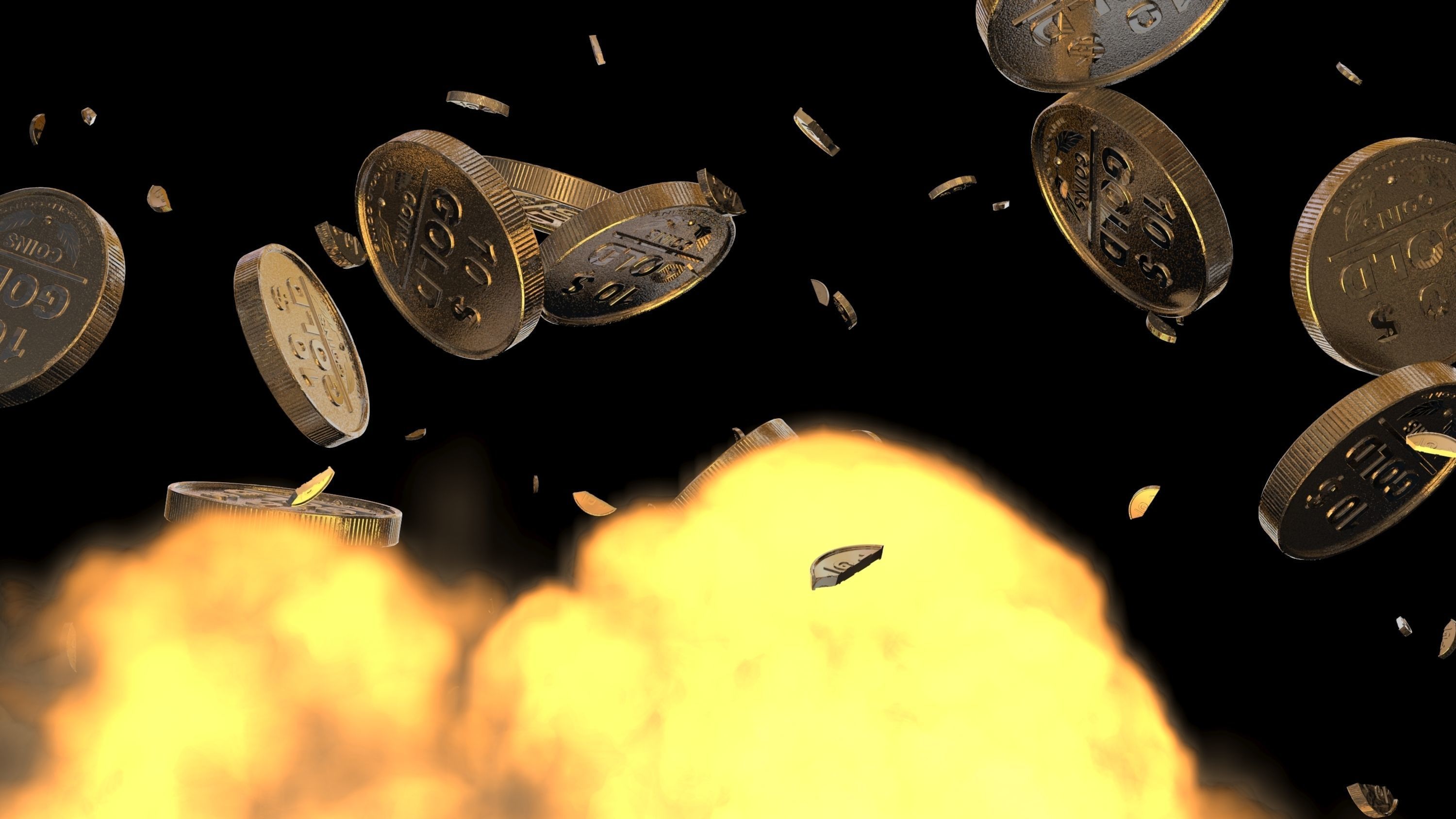 3D model The explosion of gold coins VR / AR / low-poly animated | CGTrader