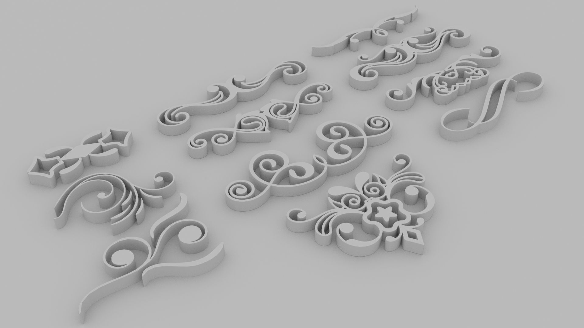Ornate Swirls - Printable set of 11 3D model 3D printable | CGTrader