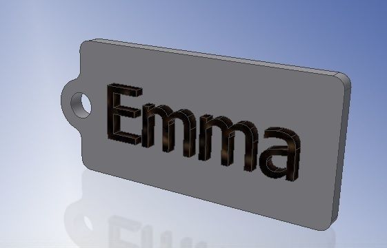 Emma Name Tag Key chain Fob Zipper Tag 2x1x02in 50x25x5mm thick 3D ...