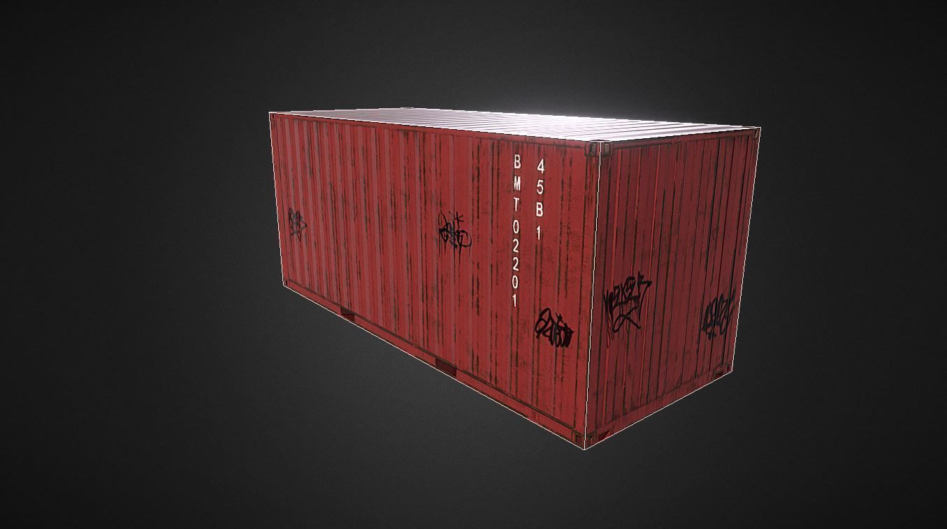 3D model Container 20ft with 2 LOD for physically based rendering VR ...