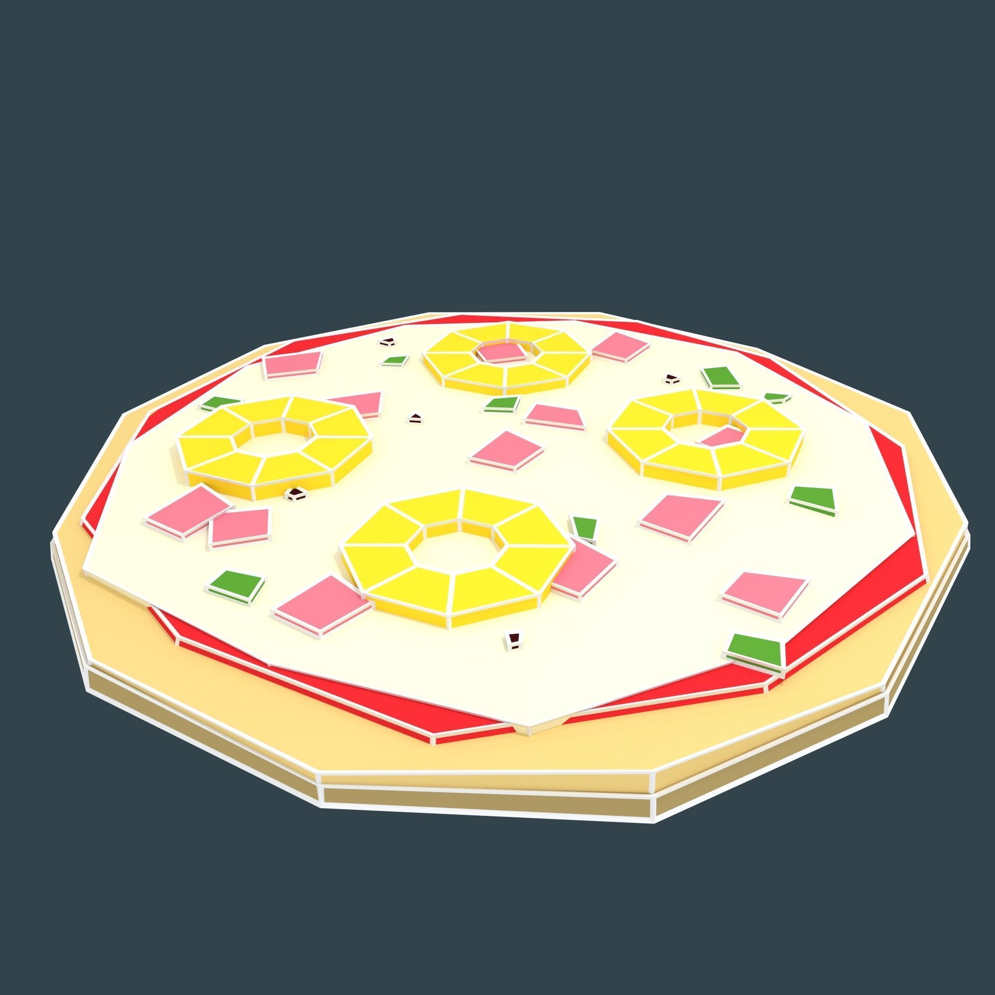 3D model Low-poly stylized pizza hawaii VR / AR / low-poly | CGTrader