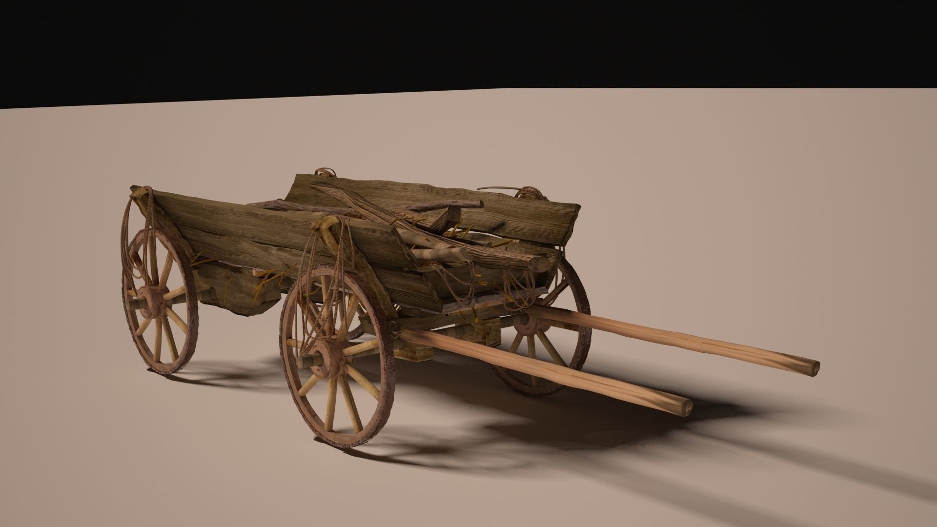 3D model Cart with wood and ropes VR / AR / low-poly | CGTrader