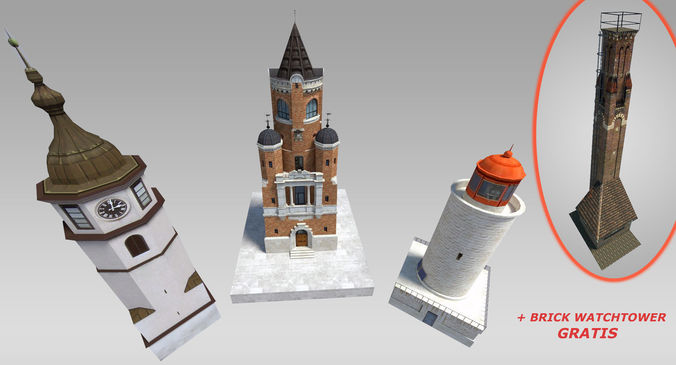 3D model Small Towers Pack VR / AR / low-poly | CGTrader