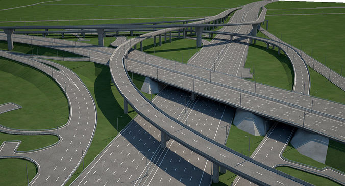 Highway Road Junction 3D model | CGTrader