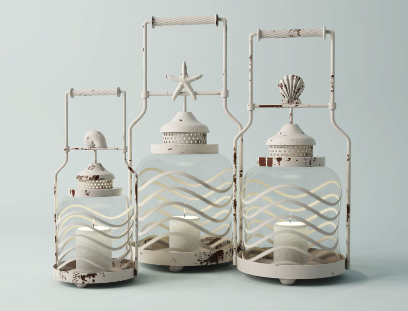 Frosted Globe Shell Lantern Set 3D model | CGTrader