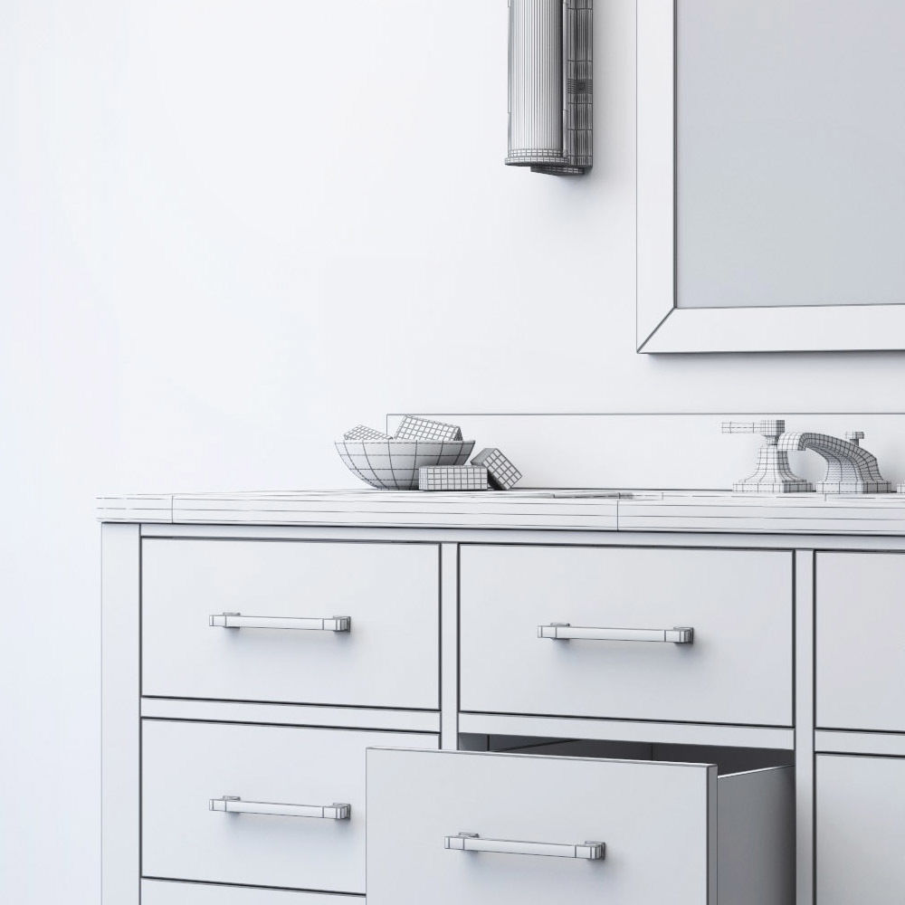 RH Hutton single extra-wide floating vanity 3D model | CGTrader