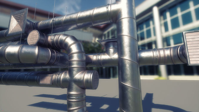 3D model Ventilation modular kitbash - gameready model for unreal unity VR / AR / low-poly ...