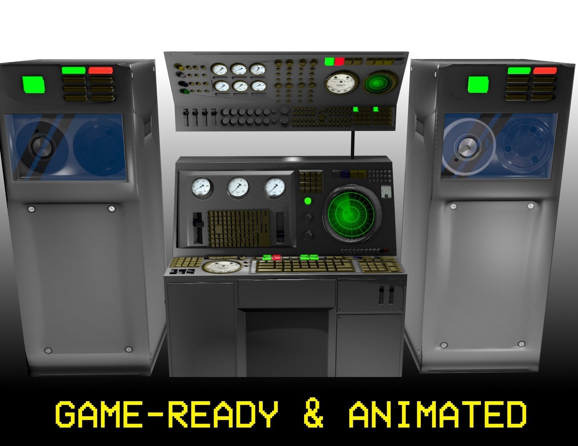 Game-Ready 1950s Mainframe Computer System 3D model