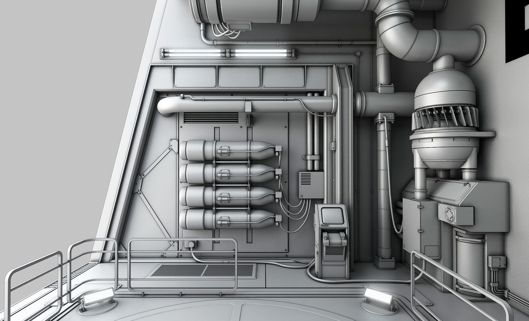 Sci-Fi hangar module 3D model | CGTrader