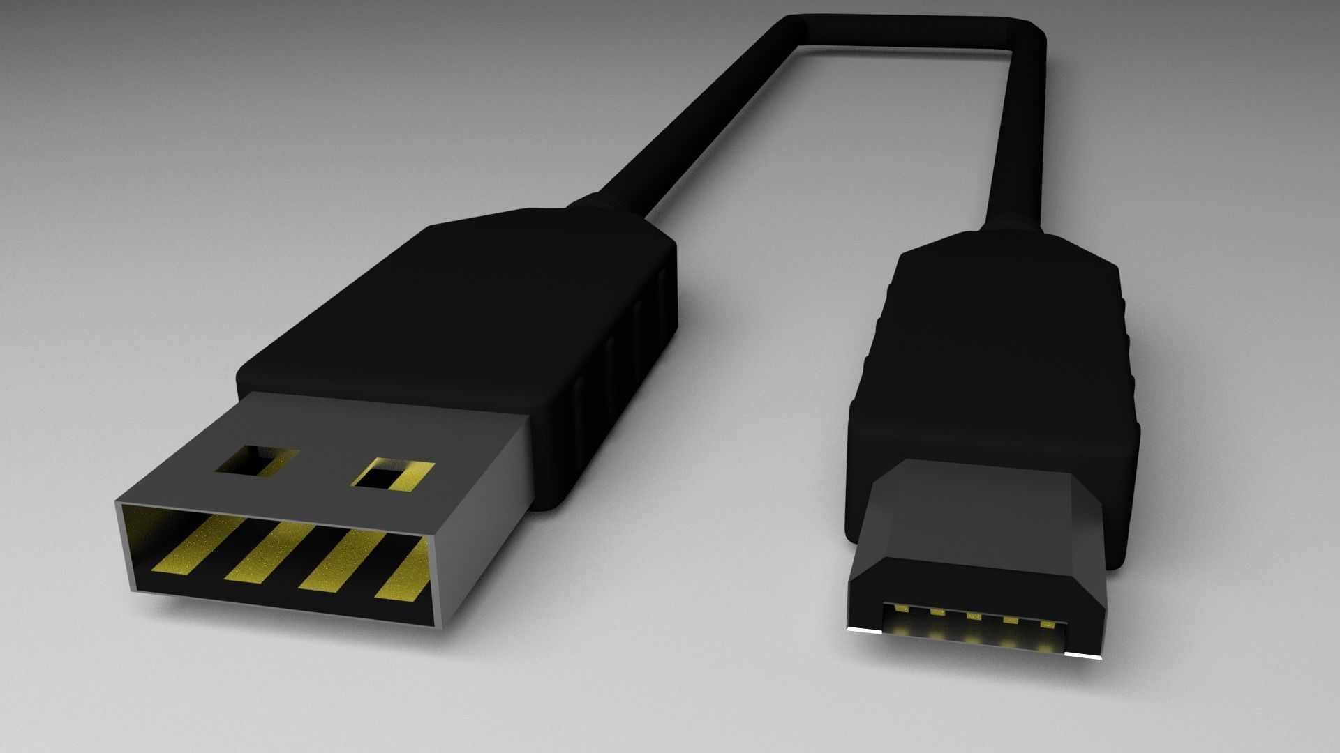 Micro USB charging cable 3D model | CGTrader