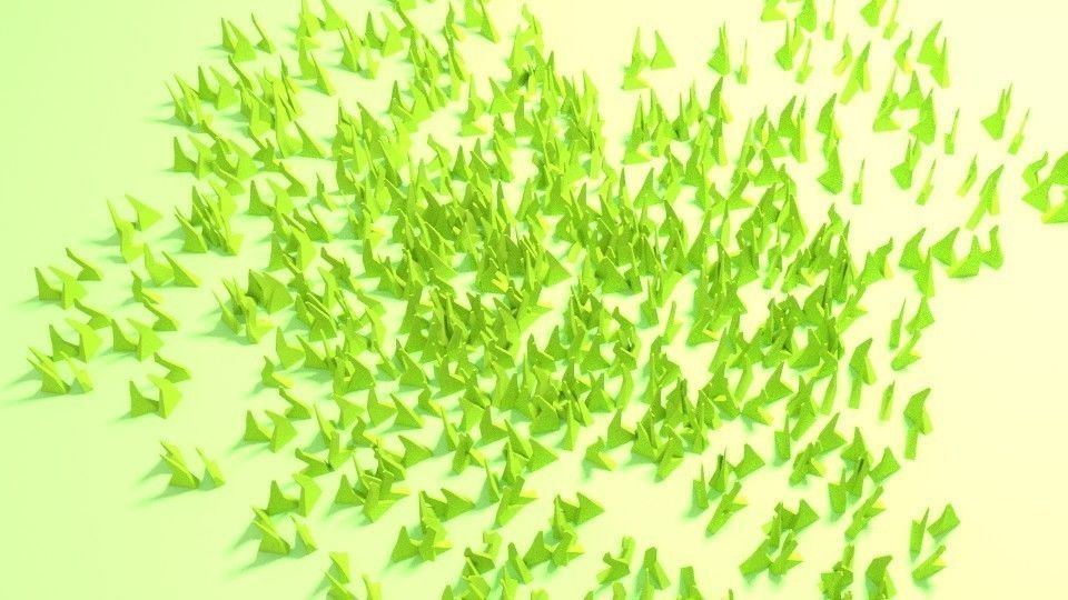 3D model Leaves Low Poly group of people in line VR / AR / low-poly ...