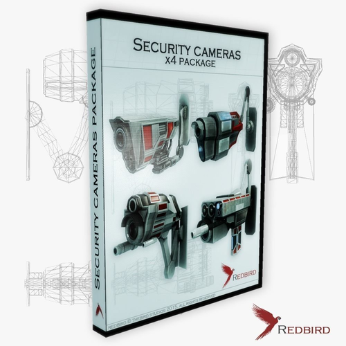 3D model x4 security cameras package VR / AR / low-poly | CGTrader