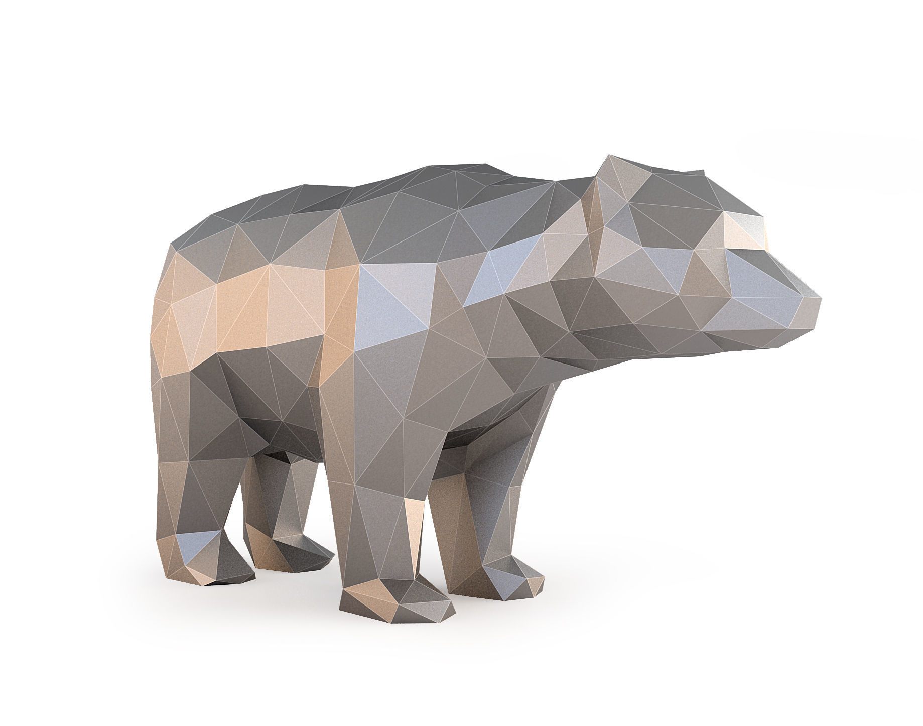 Low Poly Bear Sculpture 3D model 3D printable | CGTrader