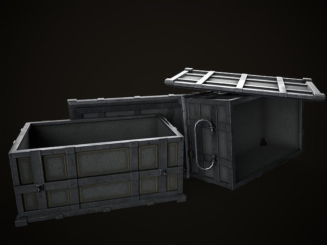3D model Game Ready Metal Crate with Lid VR / AR / low-poly | CGTrader