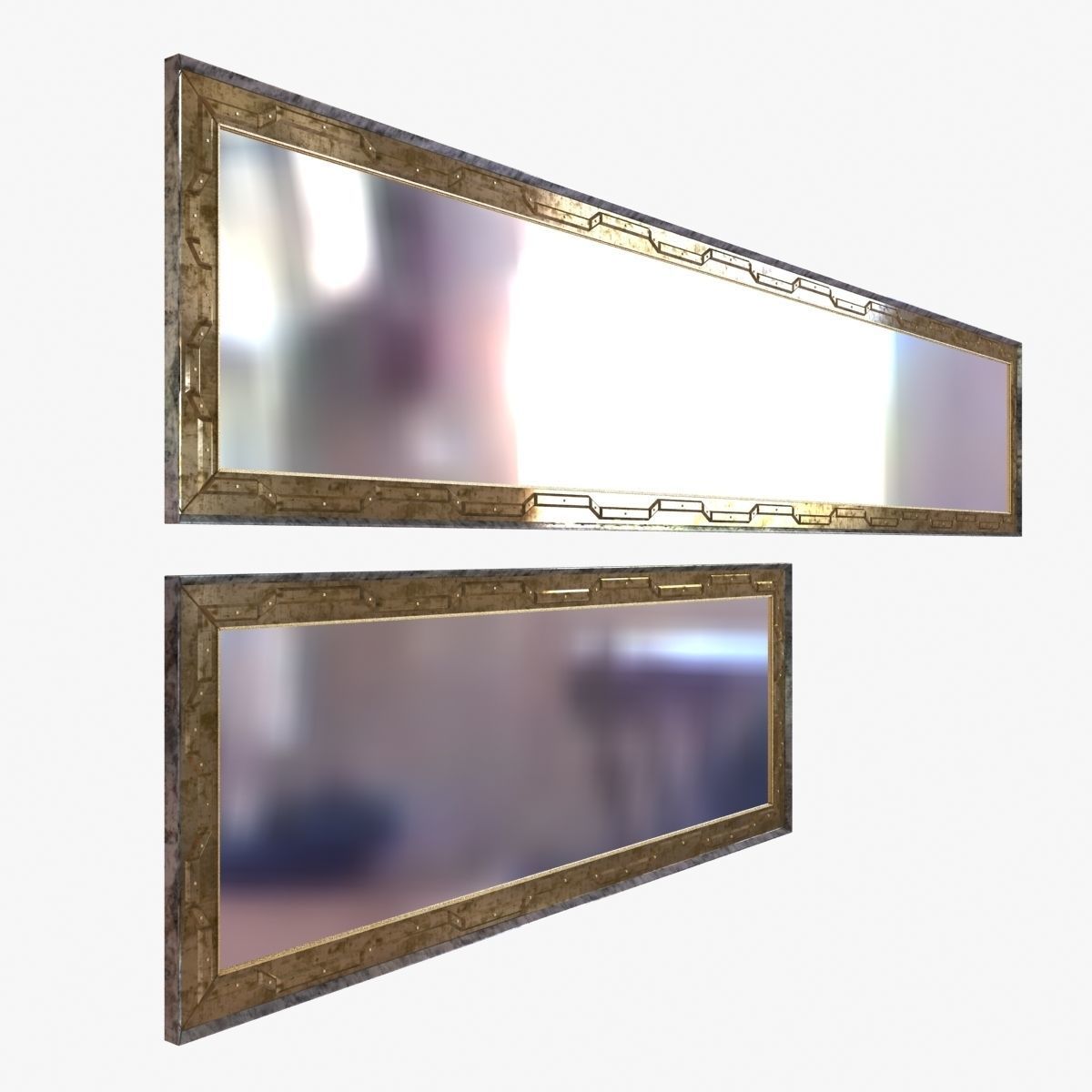 Custom made mirror in metal frame vintage style 3D model MAX OBJ 3DS ...
