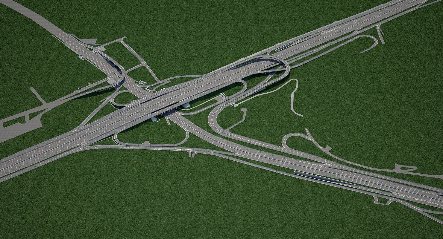Highway Road Junction 3D model | CGTrader