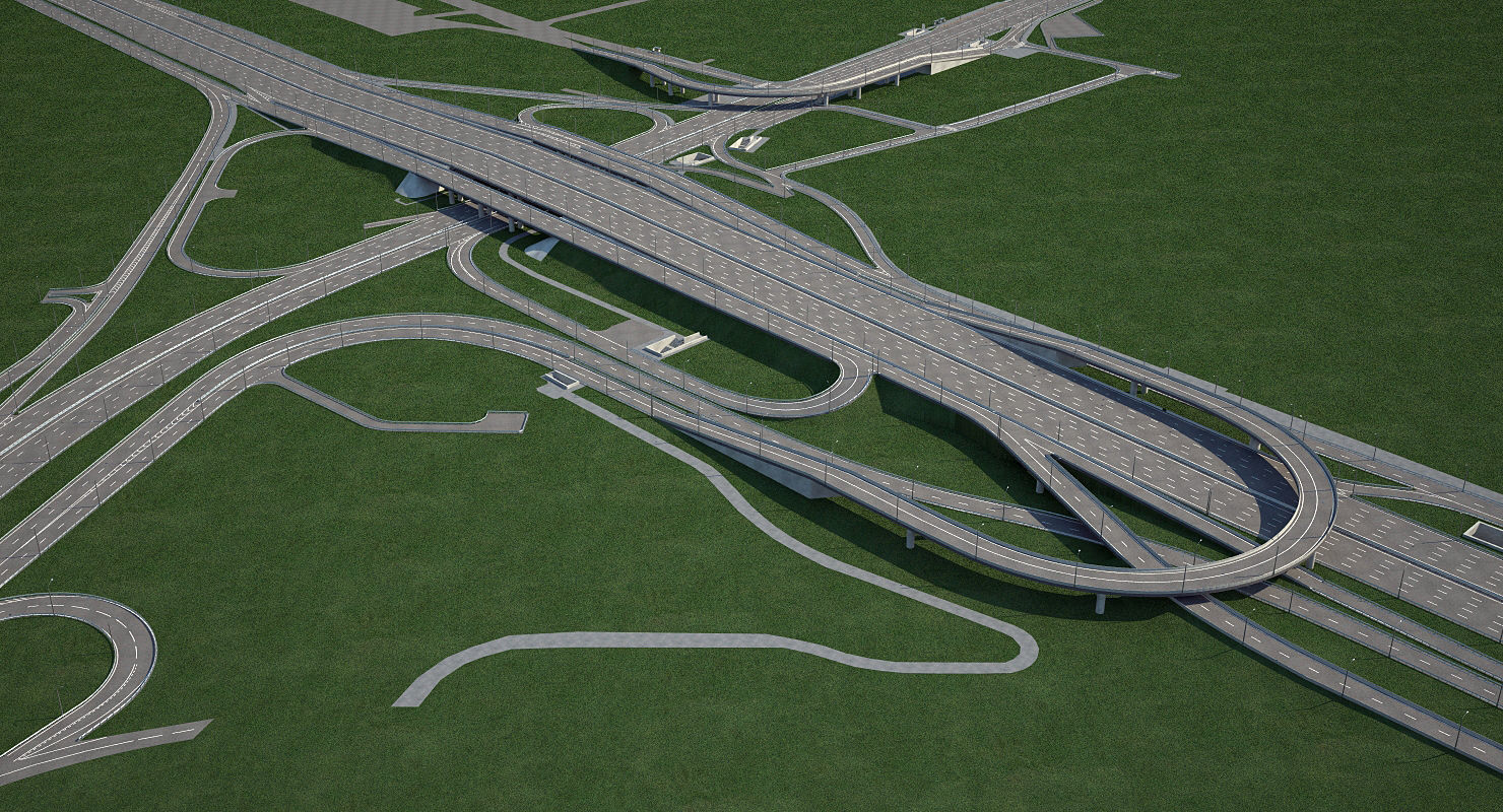 Highway Road Junction 3D model | CGTrader