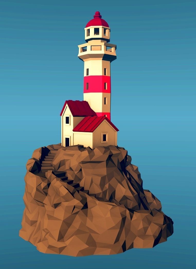 Low poly lighthouse free 3D model 3D printable | CGTrader