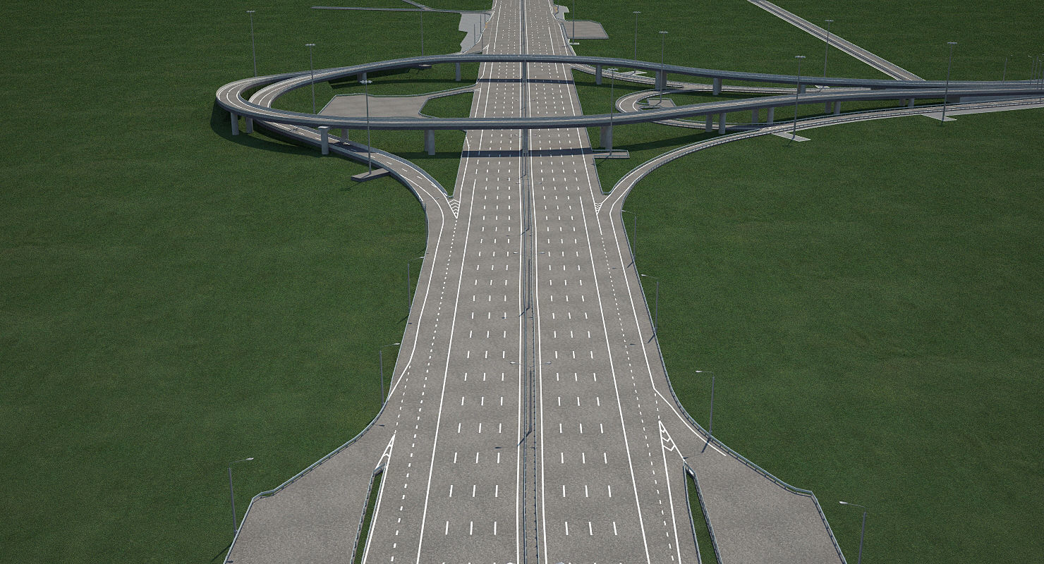 Highway Road Junction 3D model | CGTrader