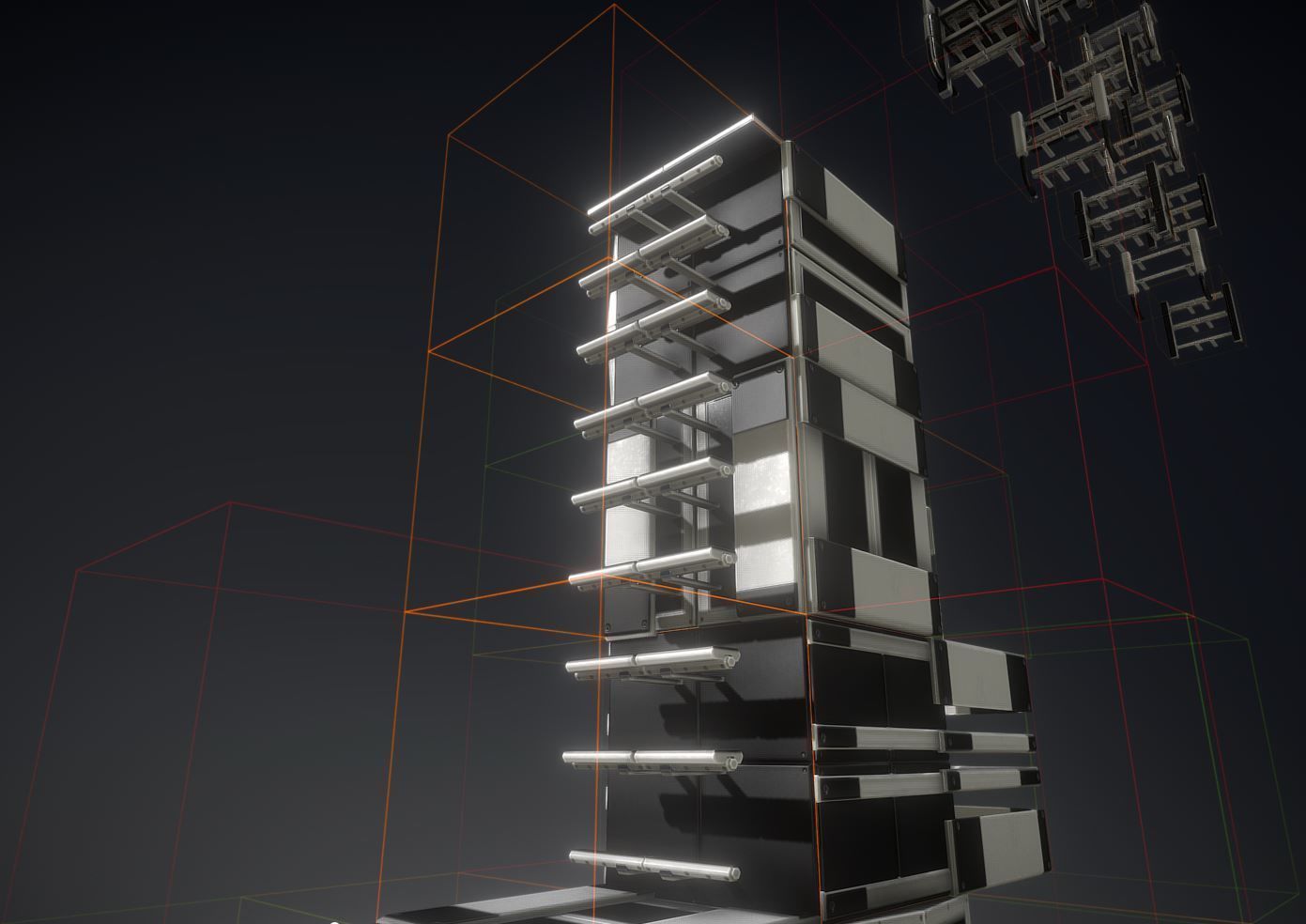 3D model Futuristic Ladder Collection White Plastic Version VR / AR ...