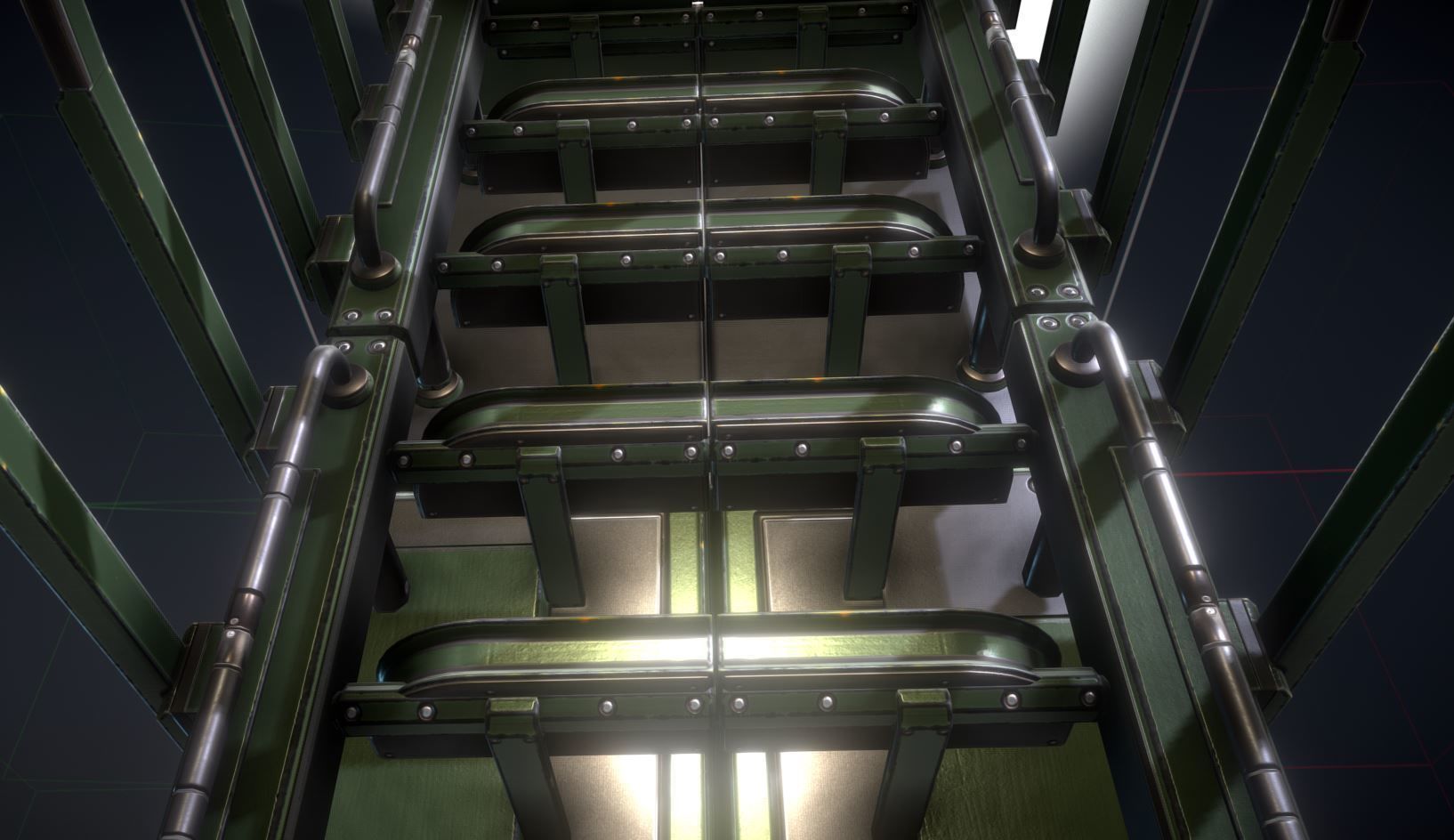 3D model Futuristic Ladders Green Painted Metal Modular VR / AR / low ...