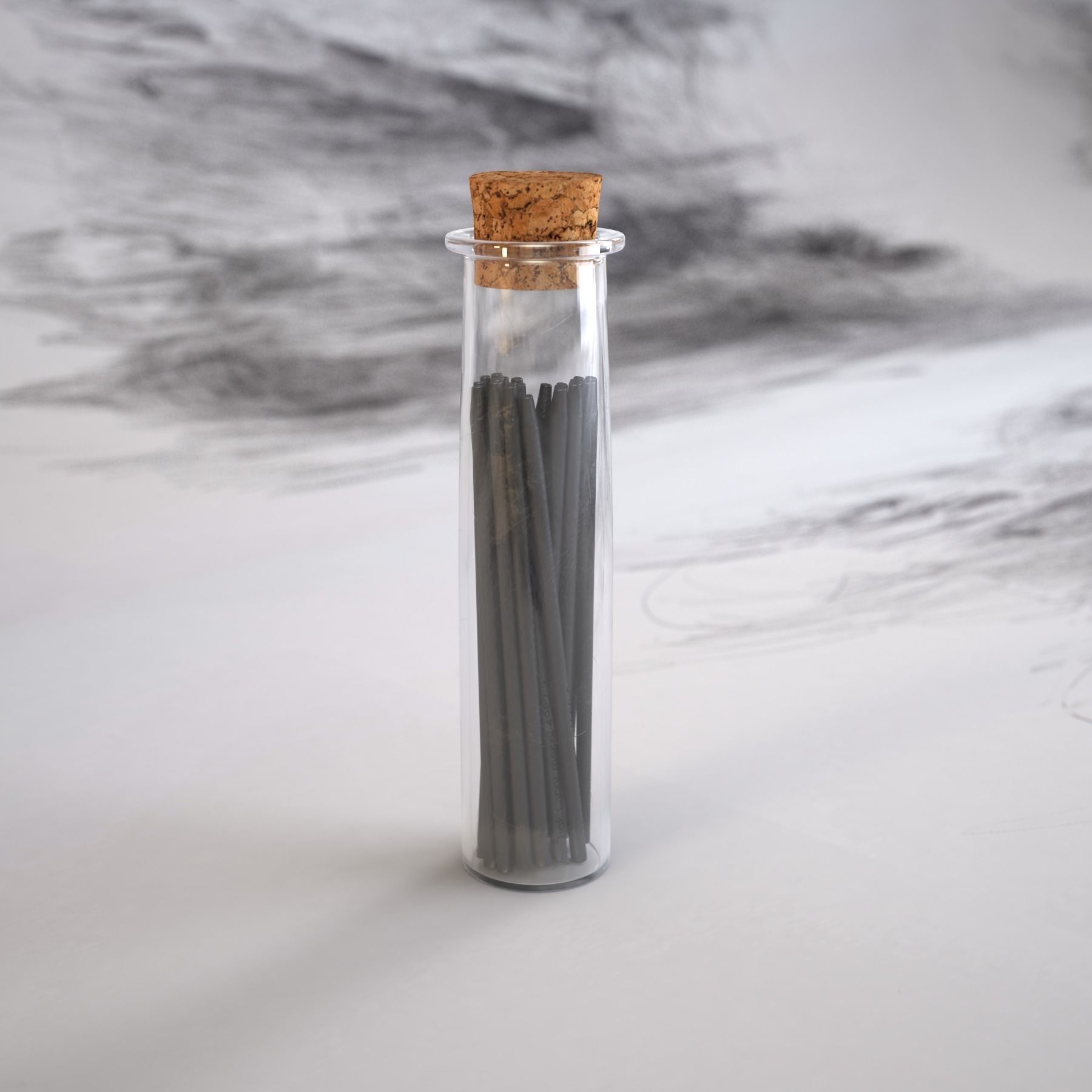 HD Glass Phial with Graphite 3D model | CGTrader