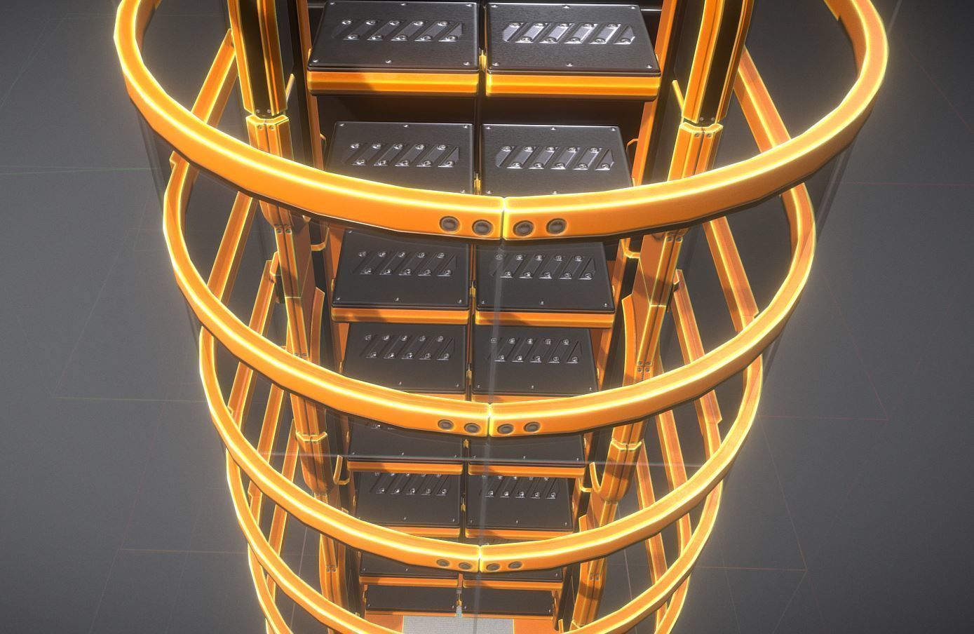 3D model Futuristic Ladders Orange Painted Metal Modular VR / AR / low ...