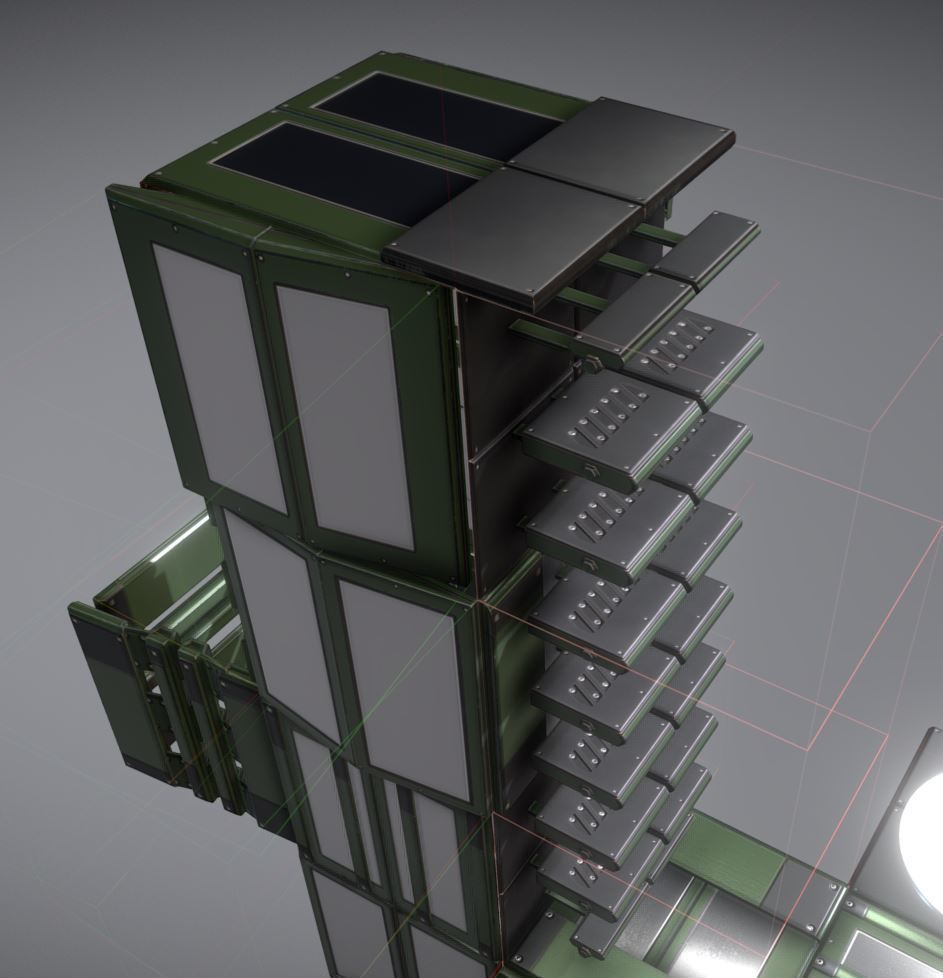 3D model Futuristic Ladders and Stairs Package Green Version VR / AR ...