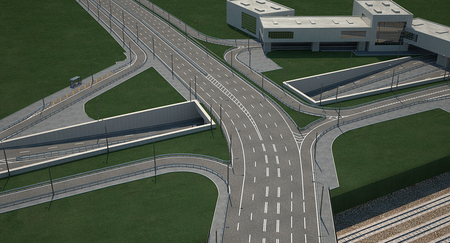 Highway Road Junction 3D model | CGTrader