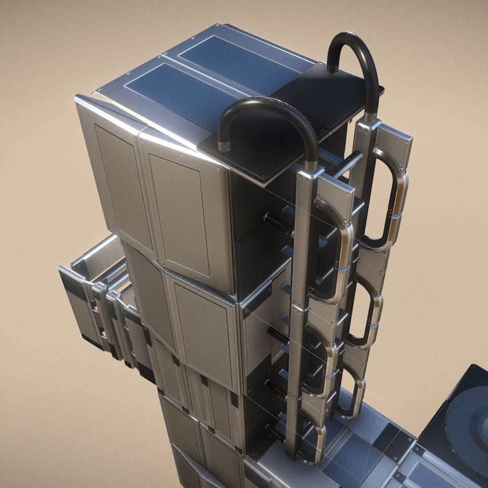 3D model Sci-Fi Ladders and Stairs Package Silver Version VR / AR / low ...