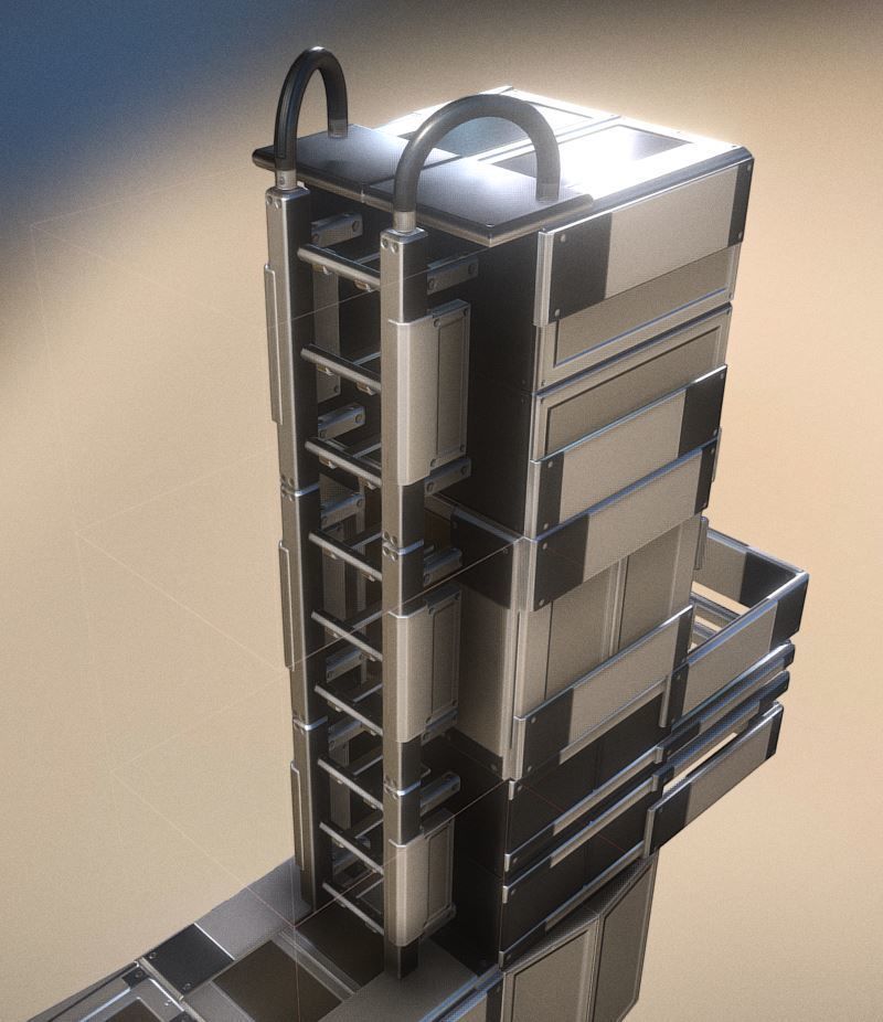 3D model Sci-Fi Ladders and Stairs Package Silver Version VR / AR / low ...