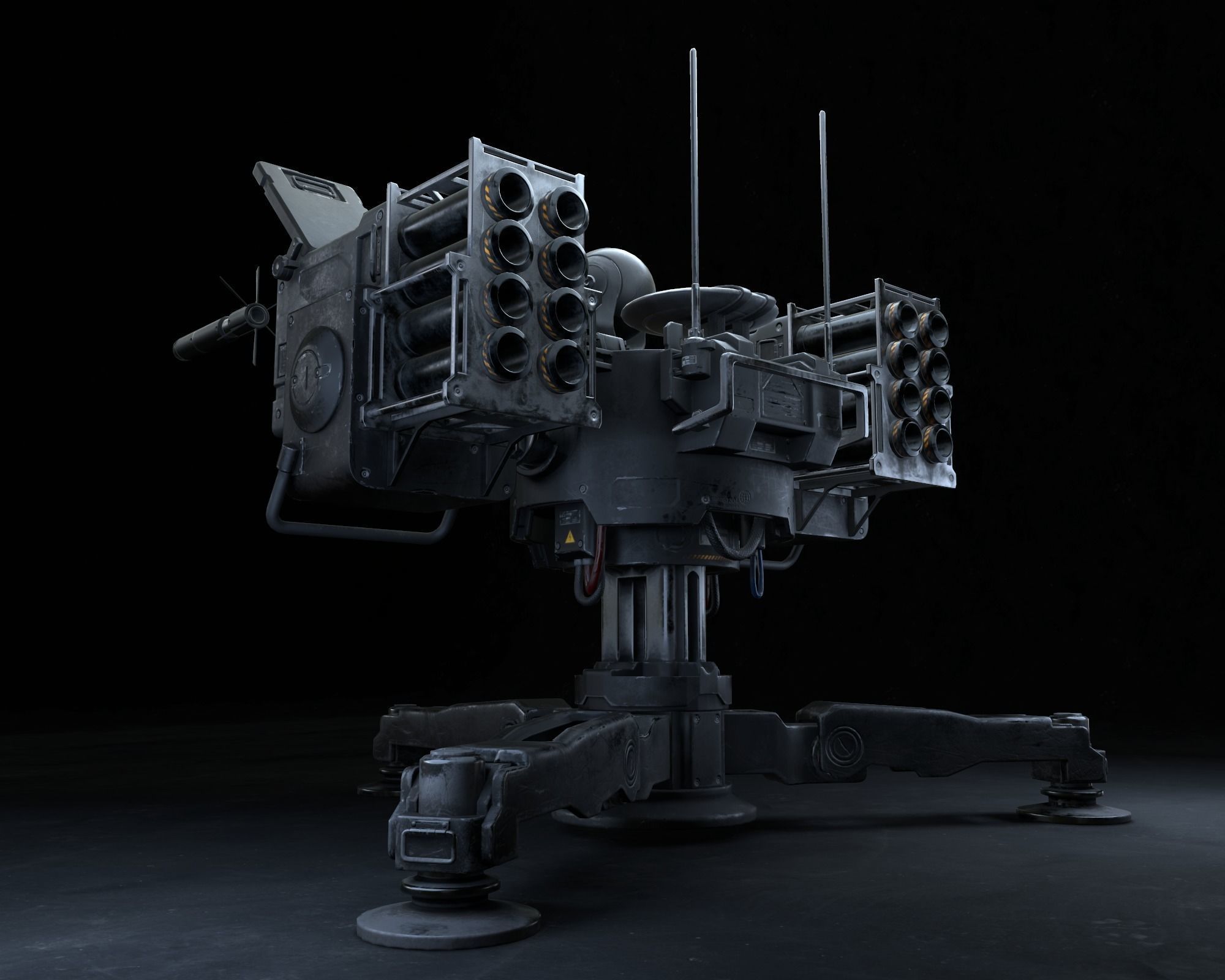 3D model Missile Turret Game Ready PBR Textures VR / AR / low-poly ...