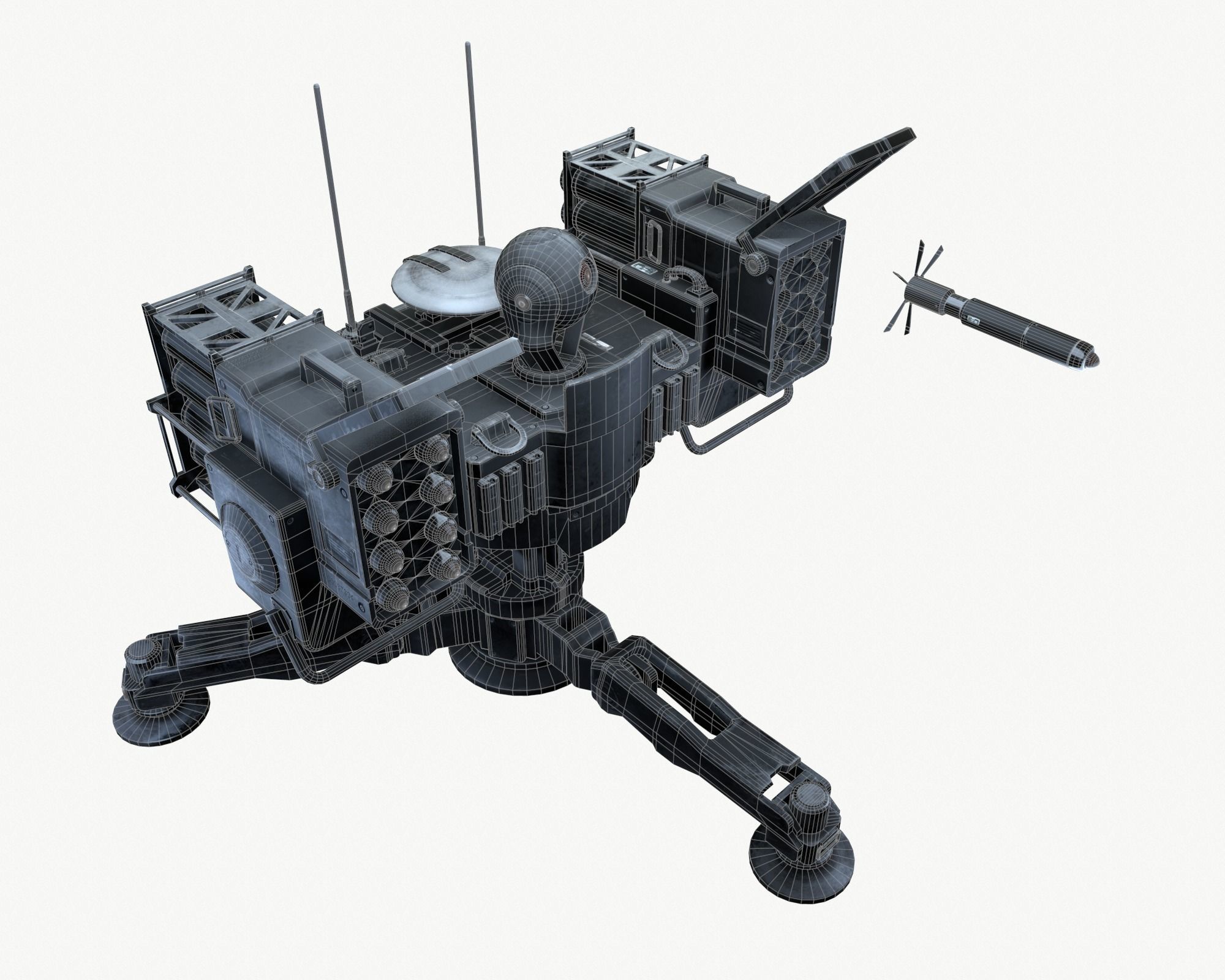 3D model Missile Turret Game Ready PBR Textures VR / AR / low-poly ...