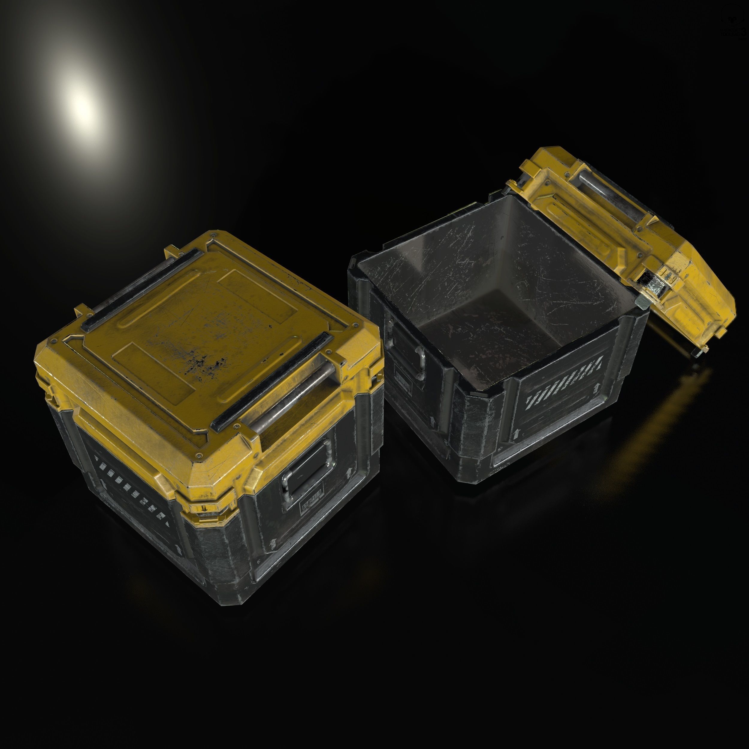 3D model Sci-Fi Industrial Crate Collection Game Ready PBR Textures VR ...