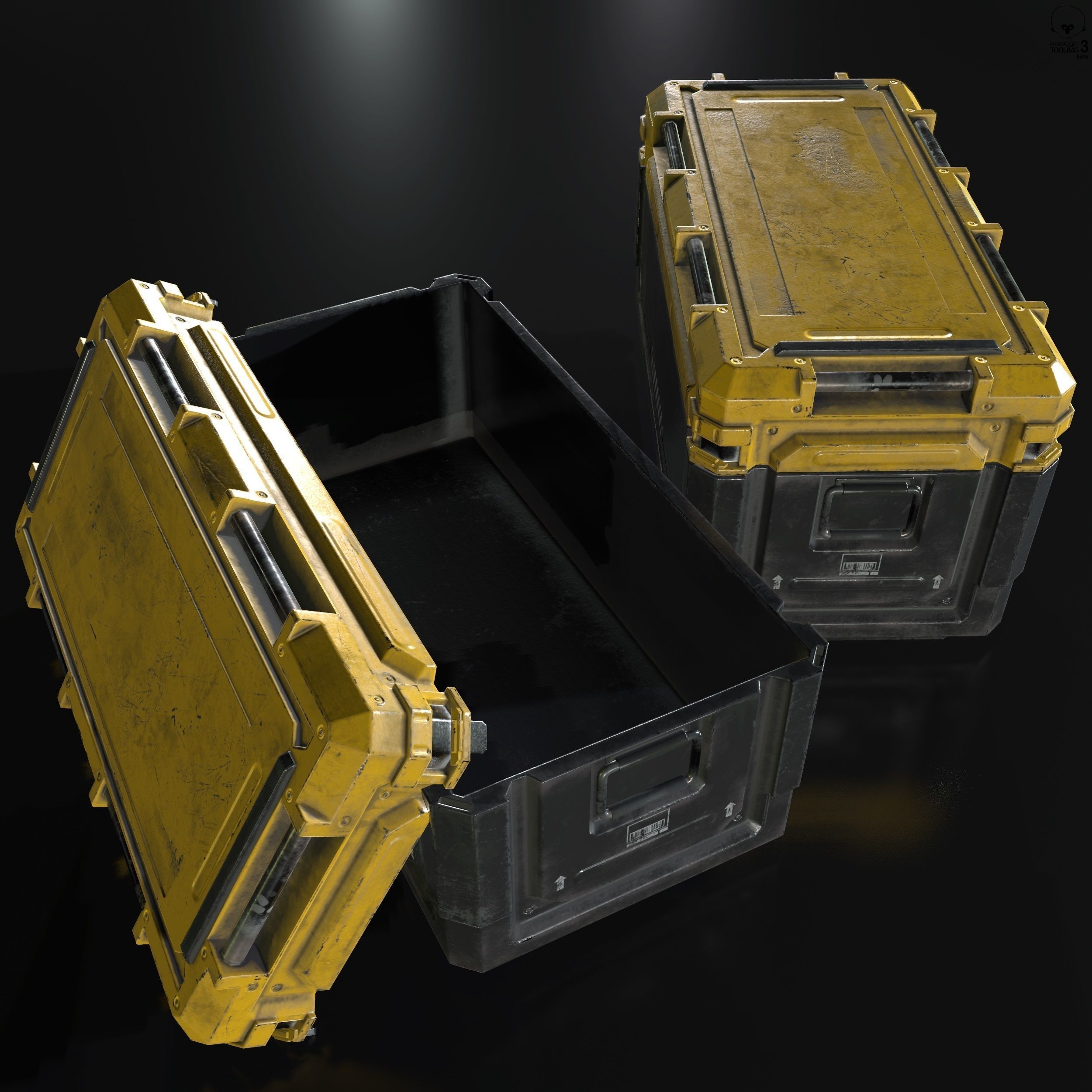 3D model Sci Fi Industrial Crate Game Ready PBR Textures VR / AR / low ...
