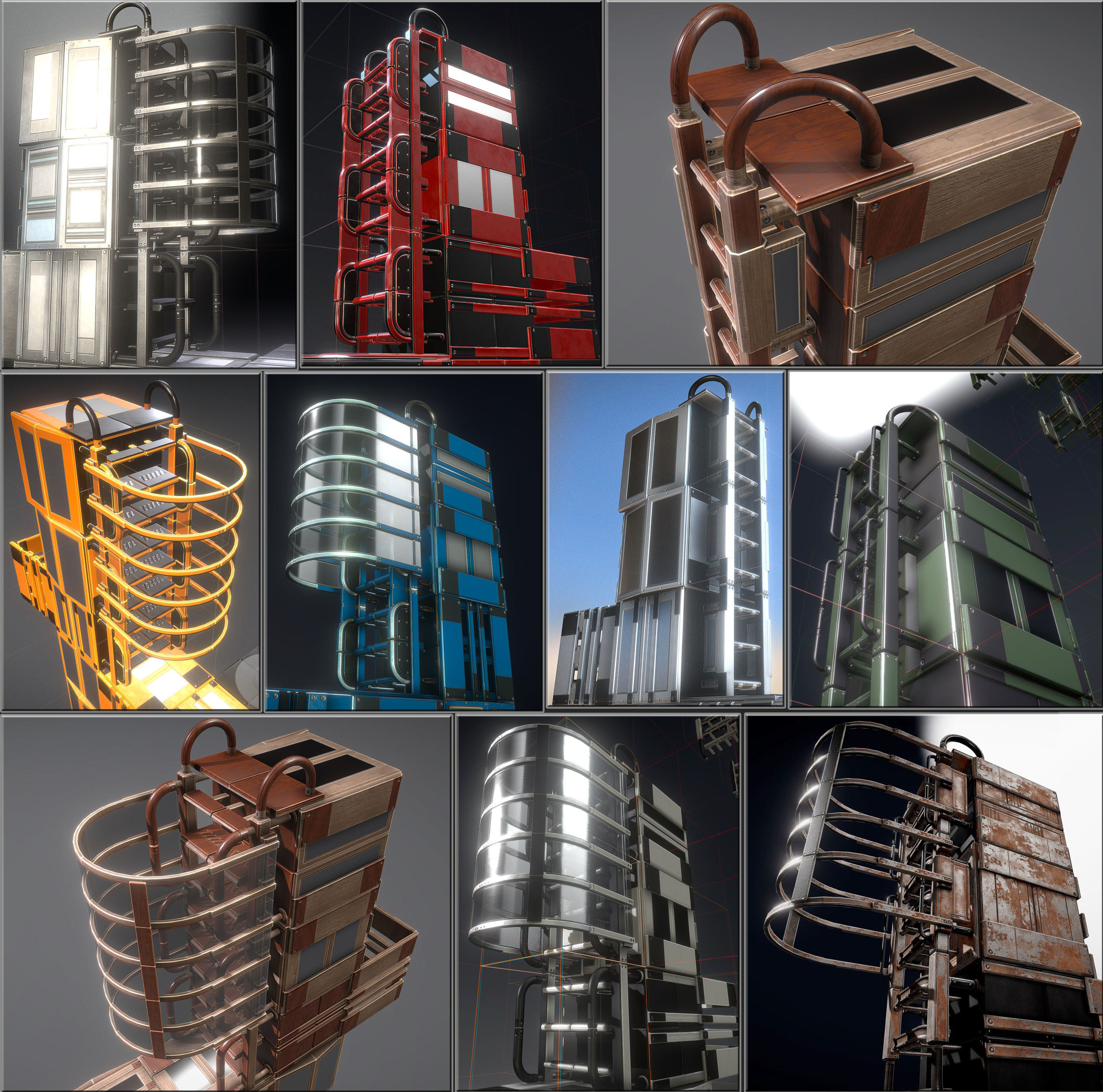Modular Ladders - Package - All Available PBR 3D asset