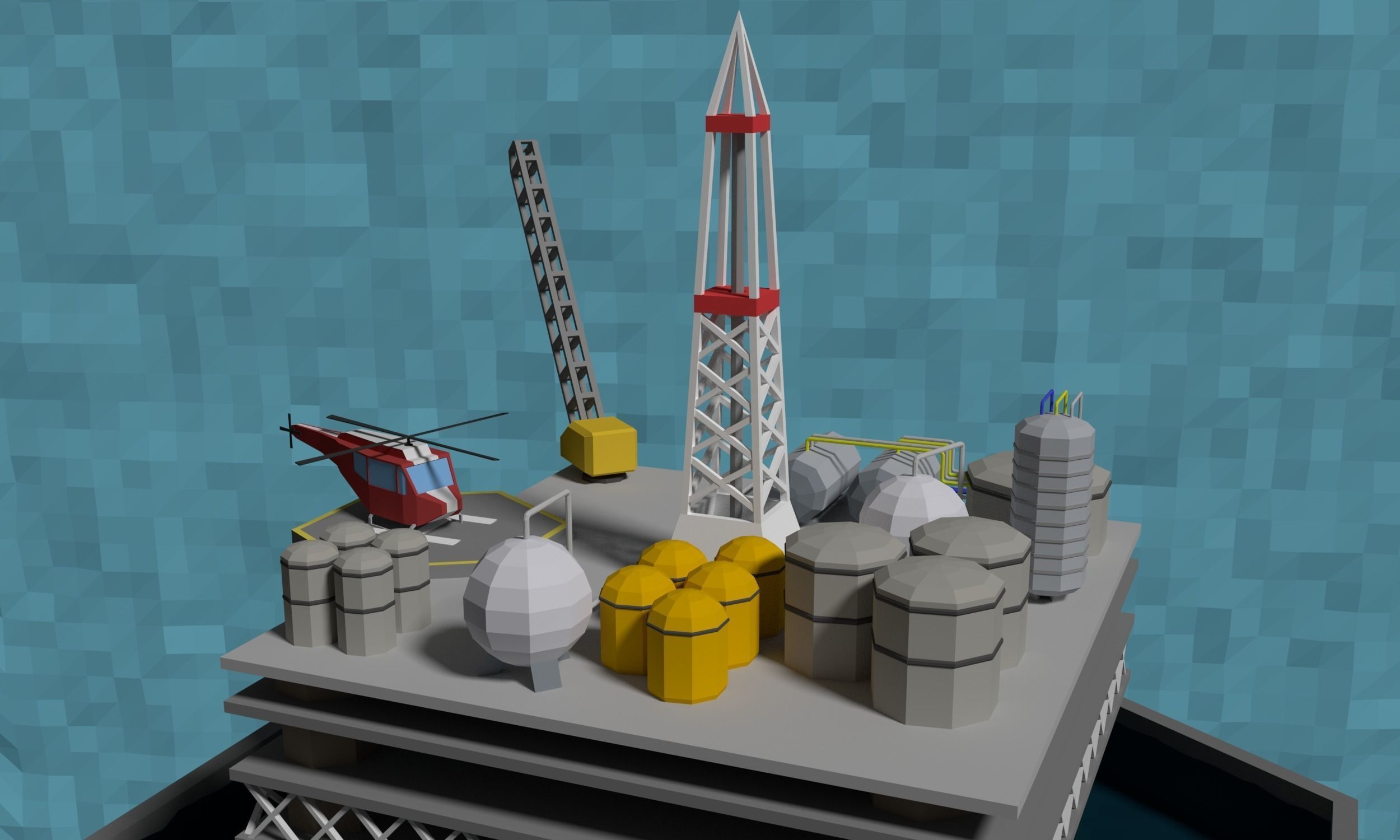 3D model LowPoly Oil platform VR / AR / low-poly | CGTrader