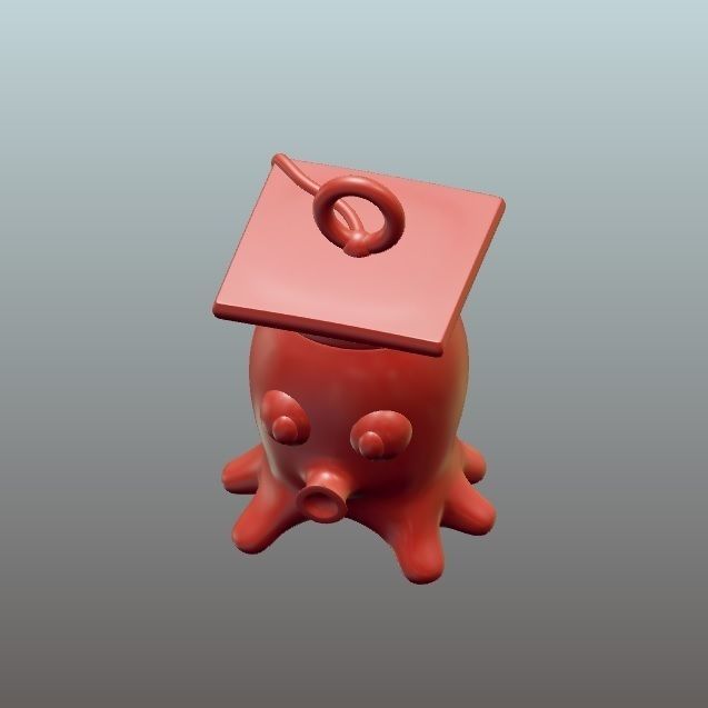 Graduation octopus keychain 3D model 3D printable | CGTrader