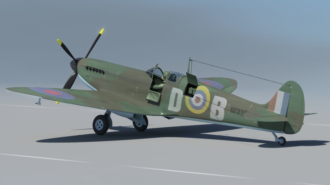 Spitfire wwii fighter plane 3D model animated rigged | CGTrader