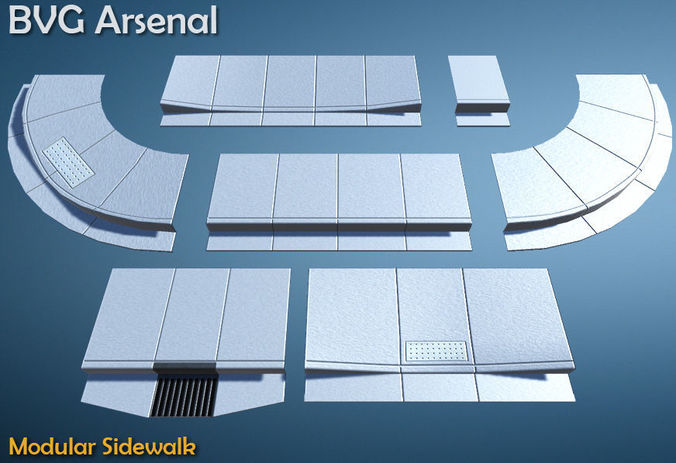 3D model Modular Sidewalk VR / AR / low-poly | CGTrader