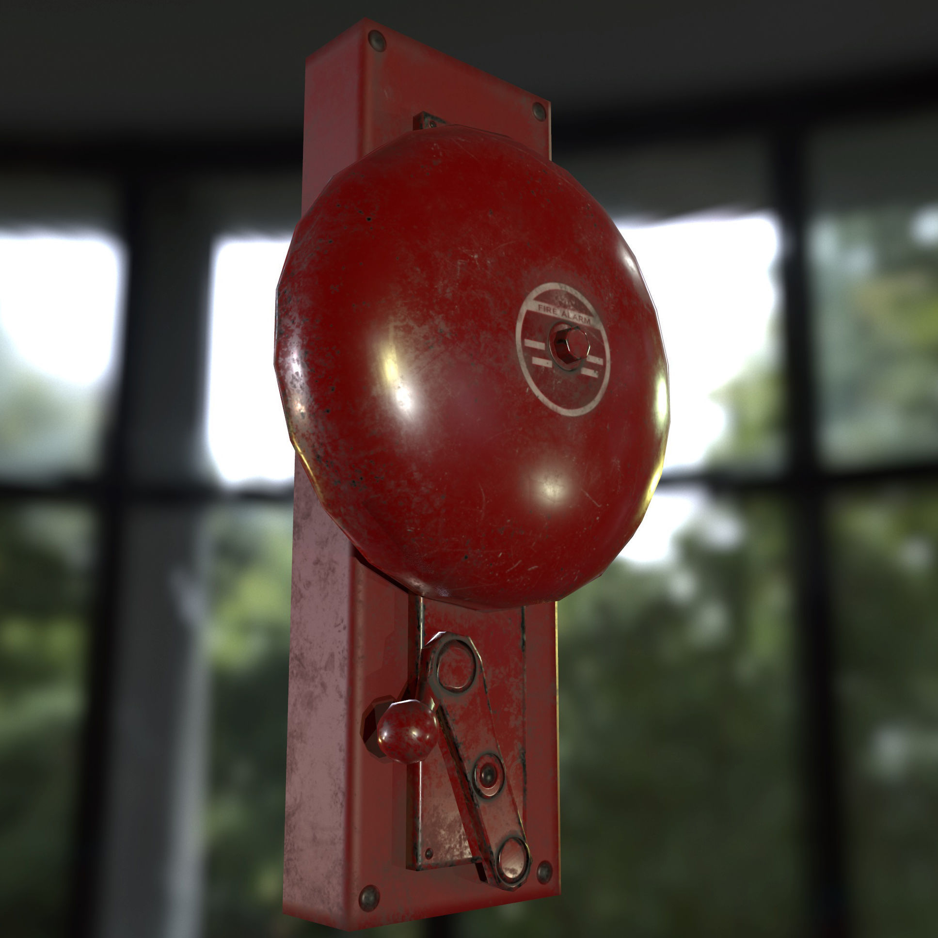 3D model Fire Alarm Retro Game Ready PBR Textures VR / AR / low-poly ...