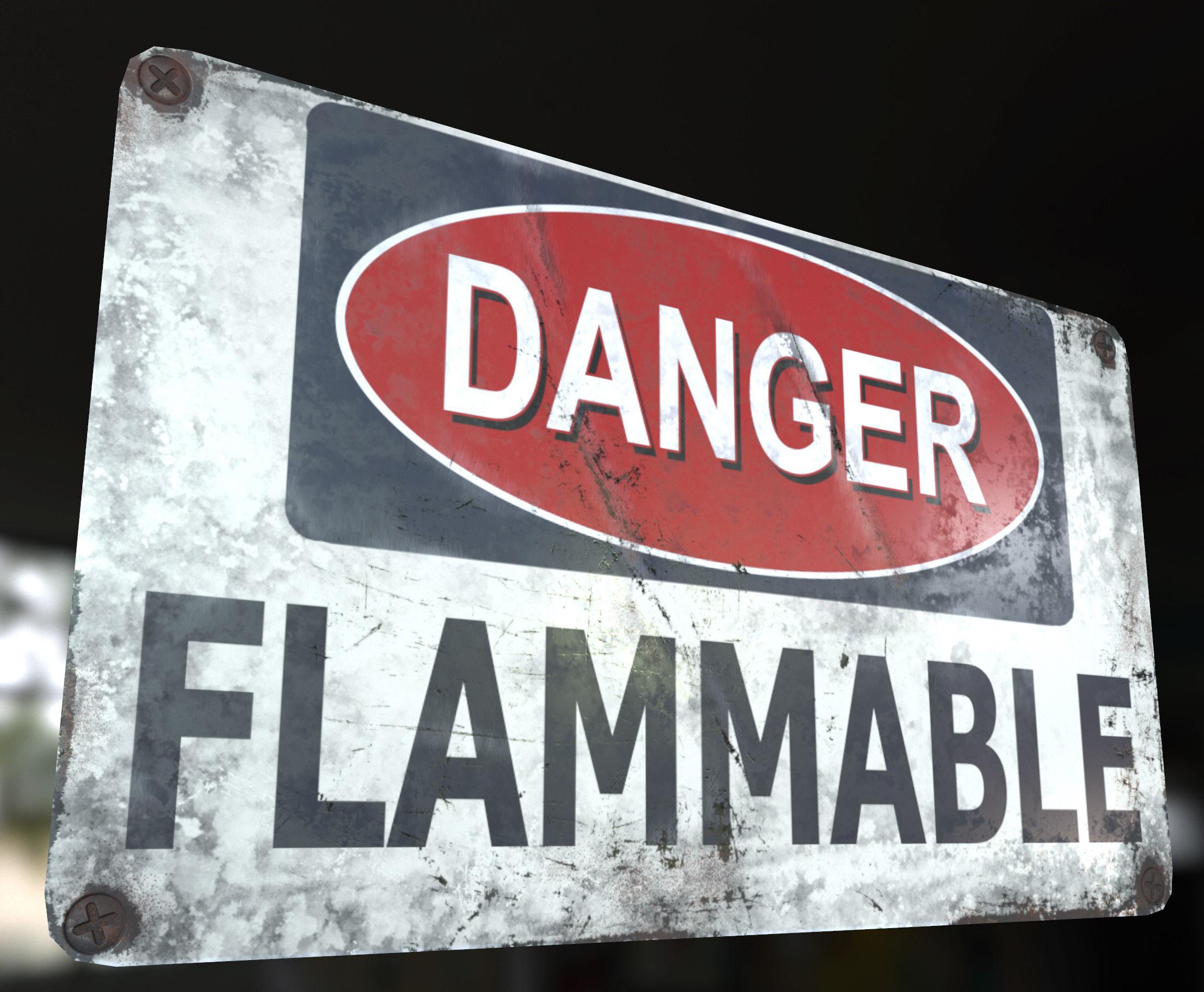 3D model Sign Danger Flammable Game Ready PBR Textures 3D model VR / AR ...