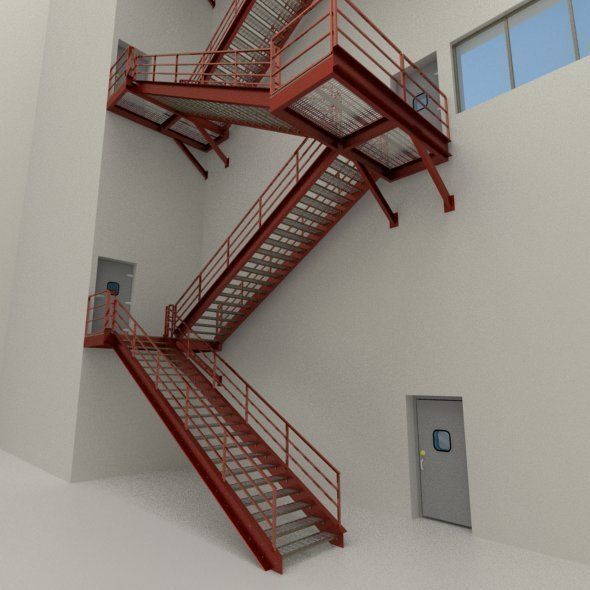 Factory Metal Stairs modular package 3D model | CGTrader