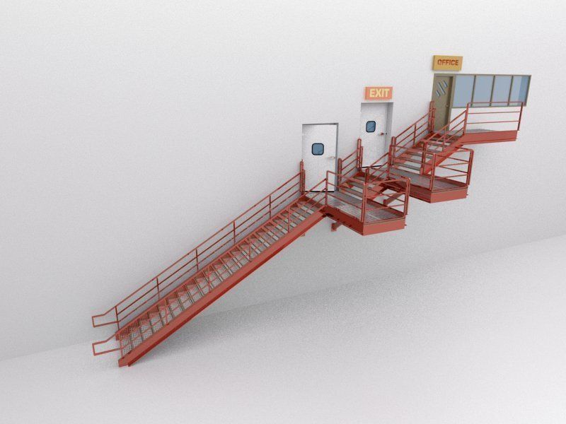 Factory Metal Stairs modular package 3D model | CGTrader